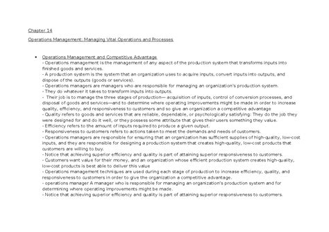 Chapter 14 Mgnt Content In Point Form Of What I Thought Looked Important Chapter 14