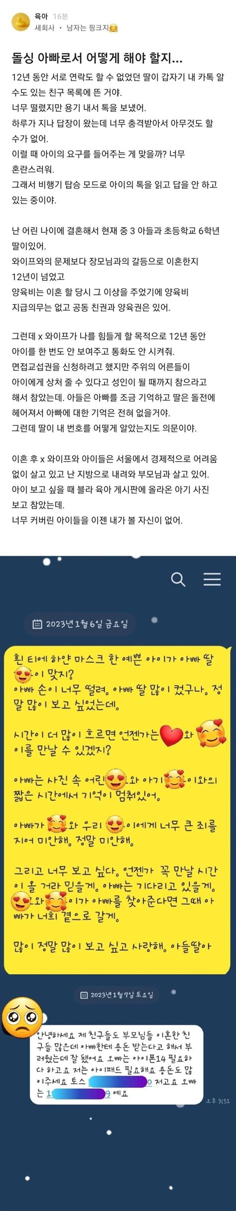 이혼 후 12년만에 연락된 딸 레전드  포텐 터짐 최신순 에펨코리아