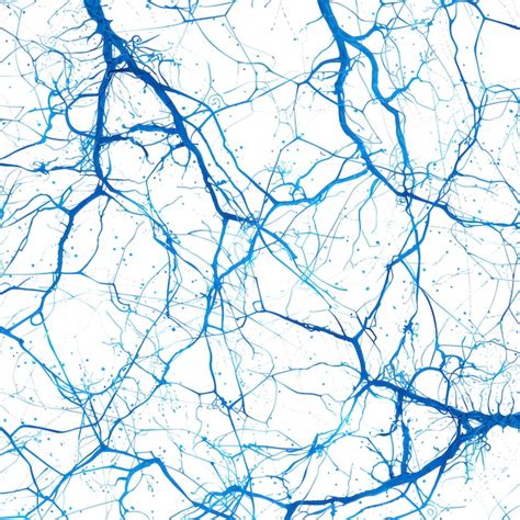 Abstract Representation Of Neural Connections In Vibrant Blue Against A White Background