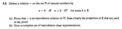 Solved Define A Relation On The Set N Of Natural Chegg Com