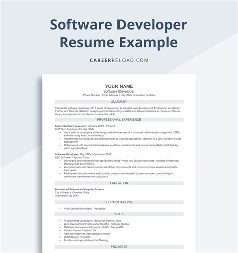 Software Developer Resume Example