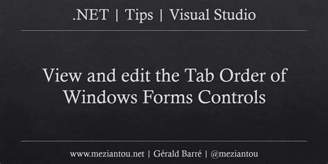 View And Edit The Tab Order Of Windows Forms Controls Meziantous Blog