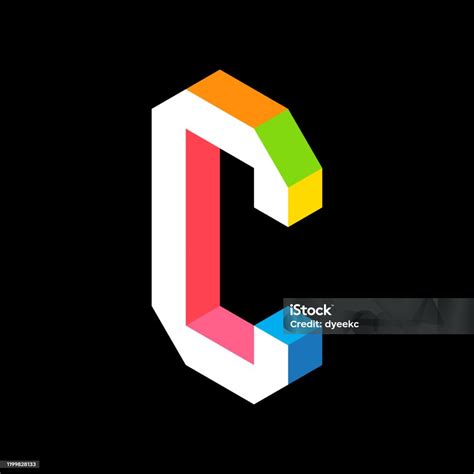 3d 다채로운 편지 C 로고 아이콘 디자인 템플릿 요소 0명에 대한 스톡 벡터 아트 및 기타 이미지 0명 3차원 형태