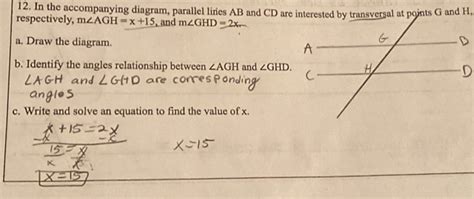 In The Accompanying Diagram Parallel Lines AB And CD Are Interested By Transversal At