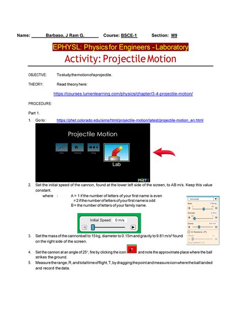 PHYS Experiment No Lab Journal Name Barbaso J Ram G Course BSCE Section M EPHYSL