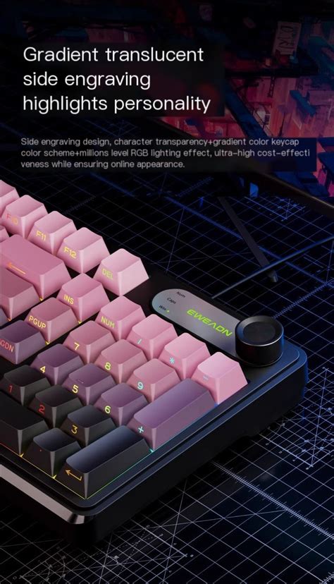 INPHIC X Zeus V102 RGB Mechanical Feel Keyboard 16M RGB Colors Silent Typing Volume Knob LED