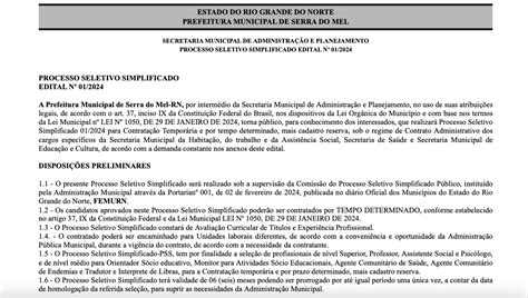 Processo Seletivo Simplificado Edital Nº 012024 Prefeitura De