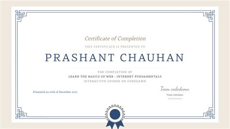 Prashant Chauhans Certification For Learn The Basics Of Web Internet Fundamentals Codedamn