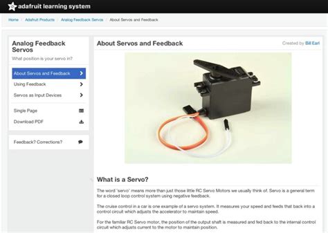 Tutorial About Servos And Feedback Analog Feedback Servos Adafruit Industries Makers