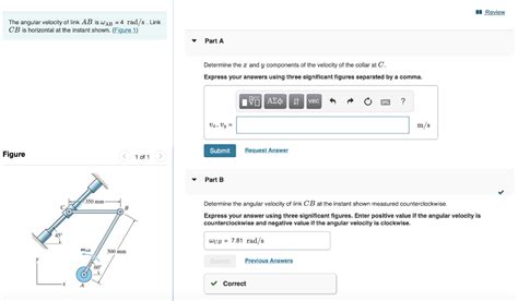 Solved A Review The Angular Velocity Of Link Ab Is Wab 4