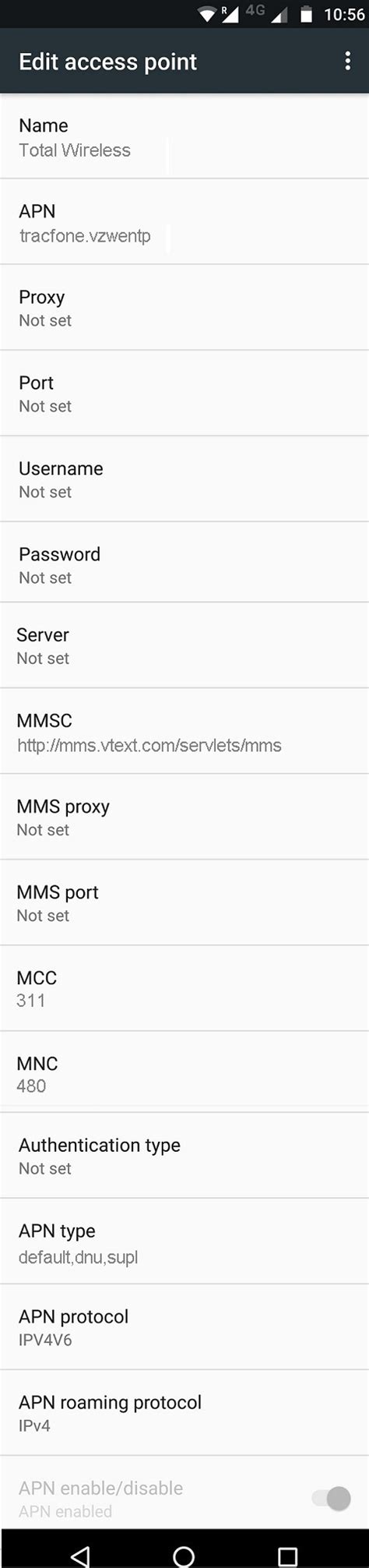 Total Wireless G LTE APN Settings G G APN USA