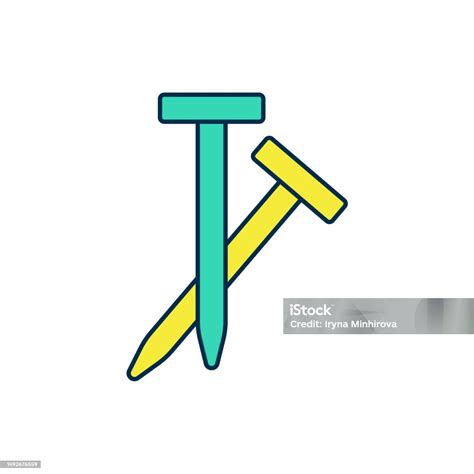 흰색 배경에 격리 된 윤곽 금속 손톱 아이콘을 채웠습니다 벡터 가득 찬에 대한 스톡 벡터 아트 및 기타 이미지 가득 찬 강철 건설 산업 Istock