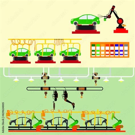Automated Factory Assembly Line With Robotic Arm And Conveyor Belt Controlled Manufacturing