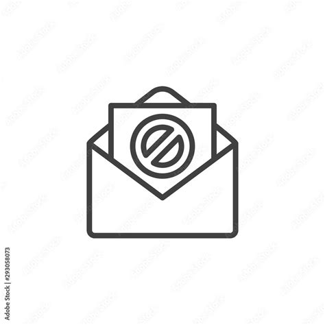 Blocked Email Message Line Icon Linear Style Sign For Mobile Concept
