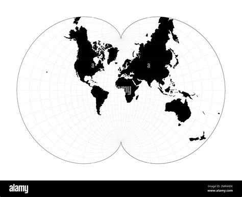 World Map With Latitude Lines Augusts Epicycloidal Conformal