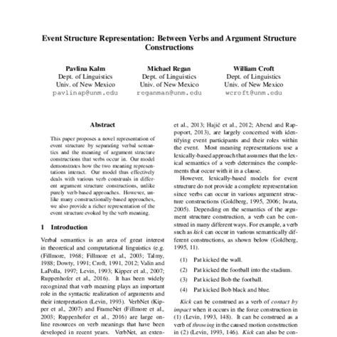 Event Structure Representation Between Verbs And Argument Structure Constructions Acl Anthology