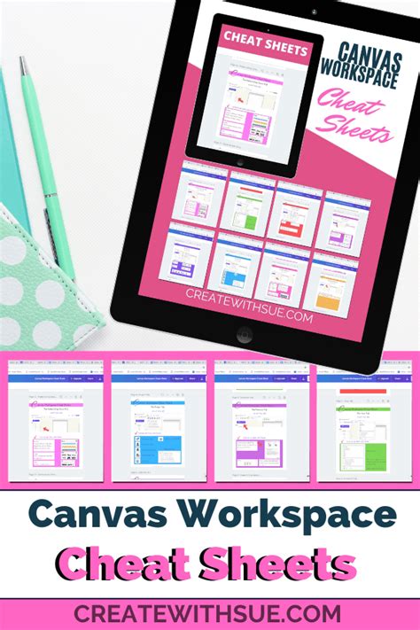 Master Canvas Workspace With Ease Cheat Sheets For Online Downloaded Versions Create With Sue