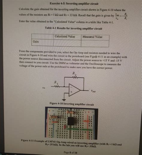 solved exercise 4 5 inverting amplifier circuit calculate