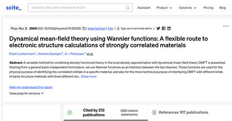 Citation Report Dynamical Mean Field Theory Using Wannier Functions A Flexible Route To