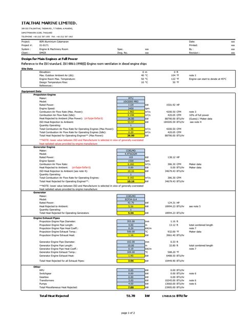 Engine Room Ventilation Calculation Pdf Pdf Engines Horsepower