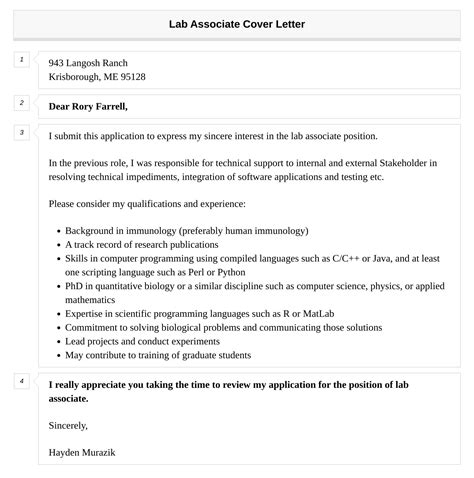 Lab Associate Cover Letter Velvet Jobs