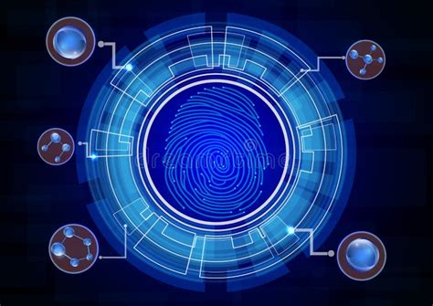 Fingerprint With Concept Blue Abstract Technology Background Stock