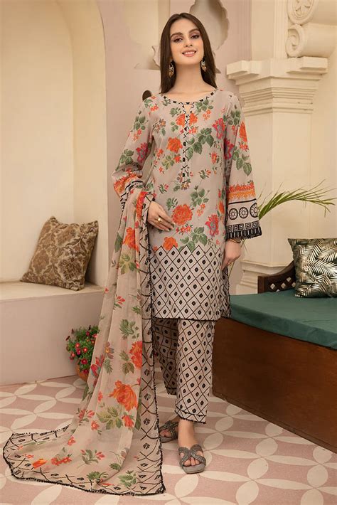 3pc Printed Lawn Suit Zn 700 Zoniyaclothing