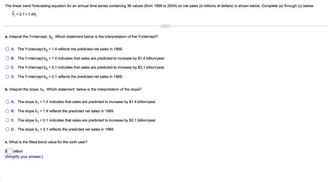 Solved The Linear Trend Forecasting Equation For An Annual