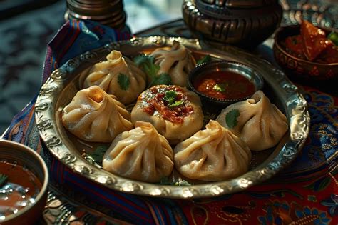 Steaming Hot Momos Indian Food Variety Premium Ai Generated Image