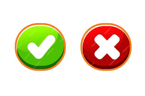 크로스 체크 아이콘 평평한 둥근 버튼 프리미엄 벡터