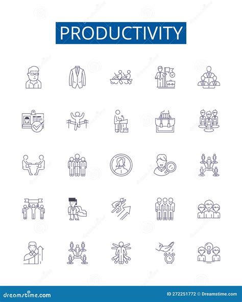 Productivity Line Icons Signs Set Design Collection Of Efficiency