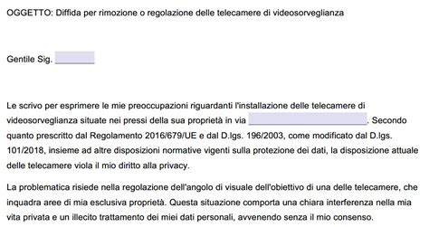 Fac Simile Lettera Di Diffida Rimozione Telecamere Word E Pdf