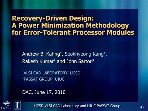 Ppt Recovery Driven Design A Power Minimization Methodology For Error Tolerant Proces S Or
