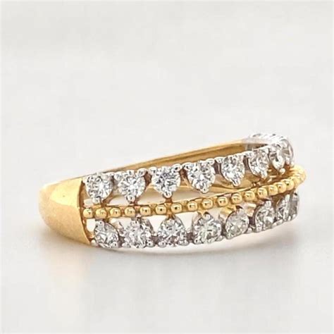 Diamond Ring In 14k Solid Gold Natural Diamonds Dual Tone Ring Ready