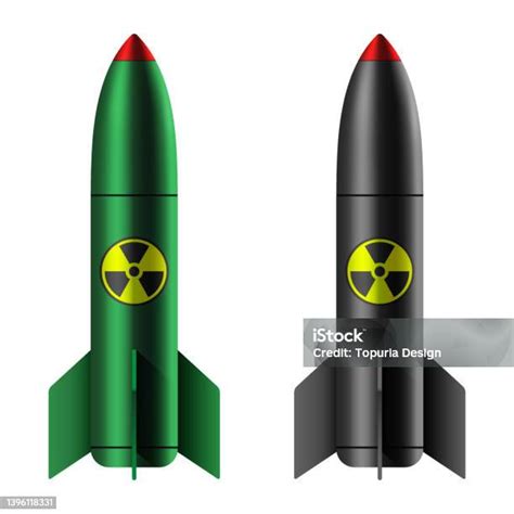 흰색 배경에 고립 된 원자 폭탄 녹색과 검정색 핵무기 벡터 일러스트레이션 강철에 대한 스톡 벡터 아트 및 기타 이미지 강철 공기 오염 군사 Istock