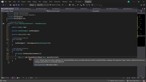 Error While Screenpointtoray Questions And Answers Unity Discussions