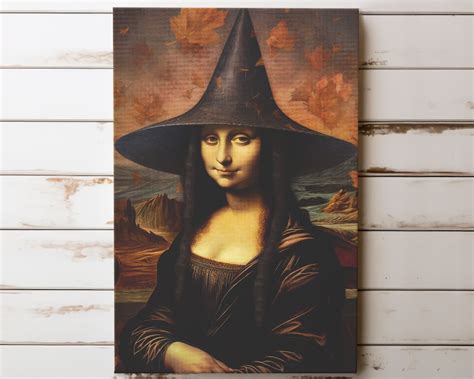 Mona Lisa Witch Canvas Wrap Wall Decor Halloween Themed Mona Lisa Etsy