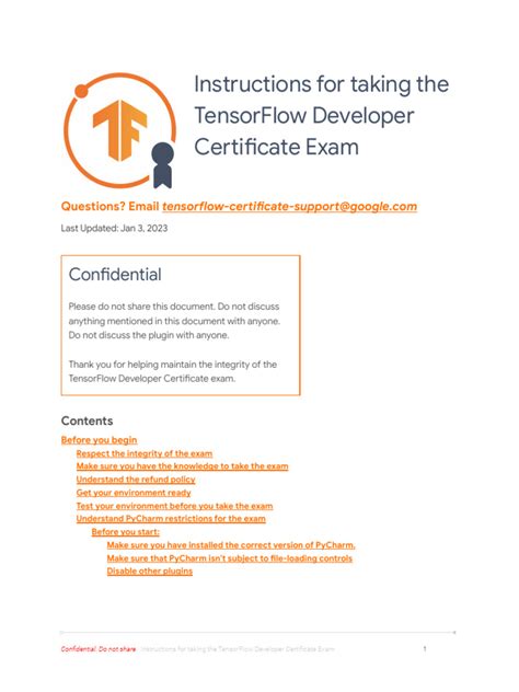 Instructions For Taking The Tensorflow Certificate Exam Pdf