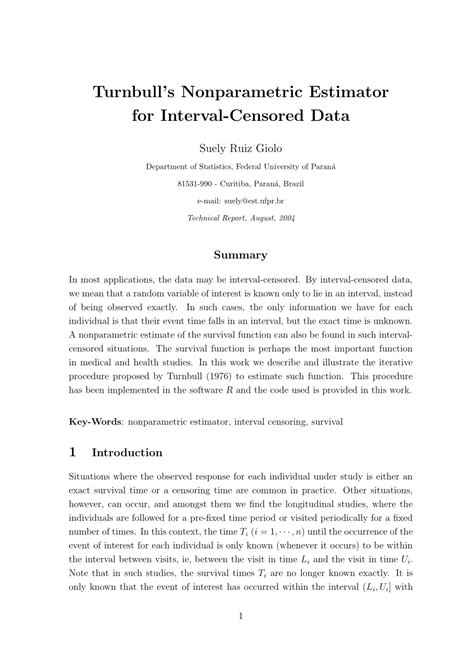 Pdf Turnbulls Nonparametric Estimator For Interval Censored Data