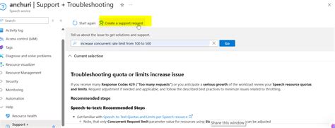 how to increase concurrent rate limit from 100 to 500 for azure speech