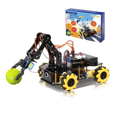 5dof Smart Robot Arm Car Kit 4wd Remote Control Car Compatible With Arduinopythonblockly