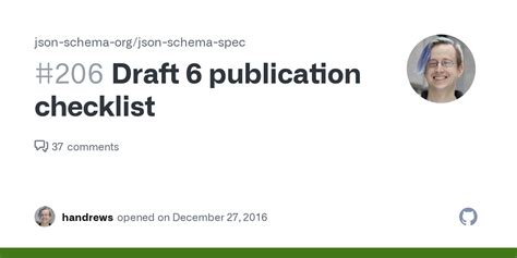 Draft 6 Publication Checklist · Issue 206 · Json Schema Orgjson Schema Spec · Github