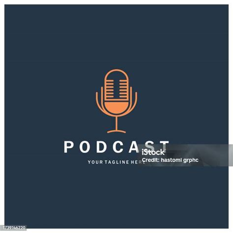 마이크와 이어폰 오디오 전파가 있는 팟캐스트 로고 스튜디오 토크쇼 채팅 정보 공유 인터뷰 멀티미디어 및 웹용 Dj에 대한 스톡