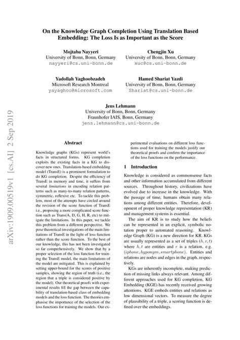 On The Knowledge Graph Completion Using Translation Based Embedding