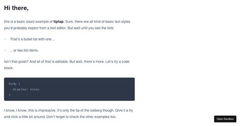 tiptap demo tailwind codesandbox
