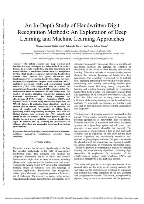 Pdf An In Depth Study Of Handwritten Digit Recognition Methods An