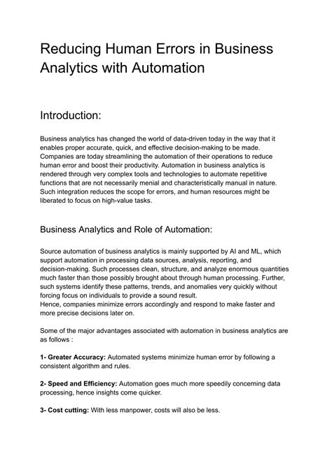 Ppt Reducing Human Errors In Business Analytics With Automation Powerpoint Presentation Id