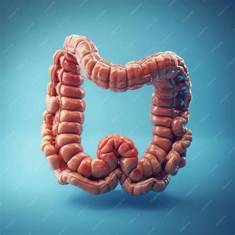 Ilustración 3d Del Intestino Grueso Vista Anterior O Frontal Del