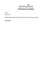 CYB 240 Module One Lab Worksheet KSmith Docx CYB 240 Module One Lab Worksheet Kara Smith
