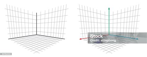 Opengl Projection Matrix Perspective 3d Axis Vector Illustration Stock